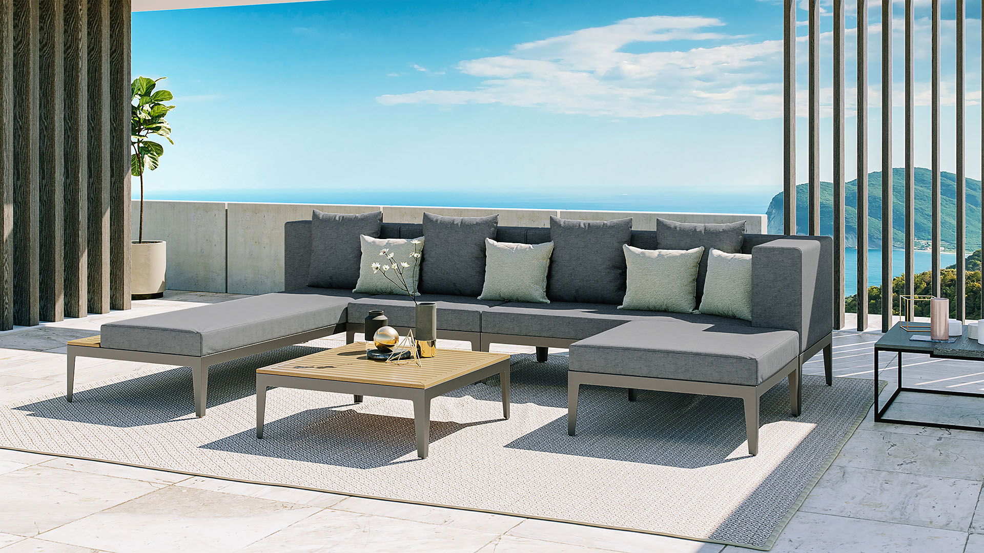 CONSTANCE Gartenlounge | 6 Personen | Tisch | Grau