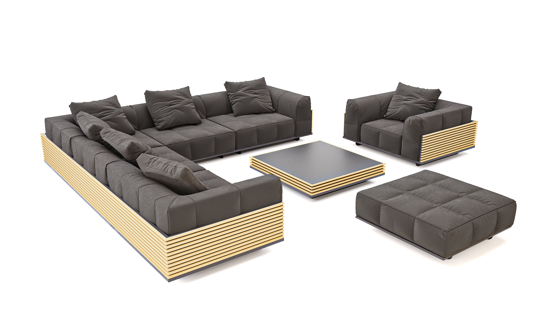 XXO XL Gartenlounge | 7 Personen | Tisch | Anthrazit