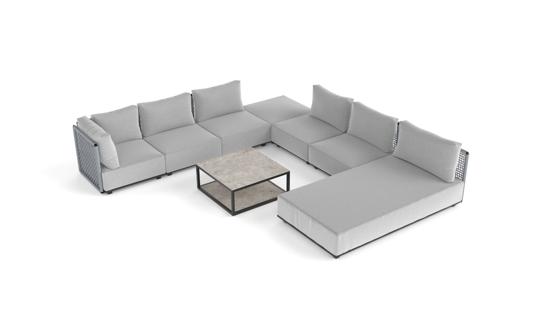 MISTY L Ecklounge | 8 Personen | Rope Design | Grau