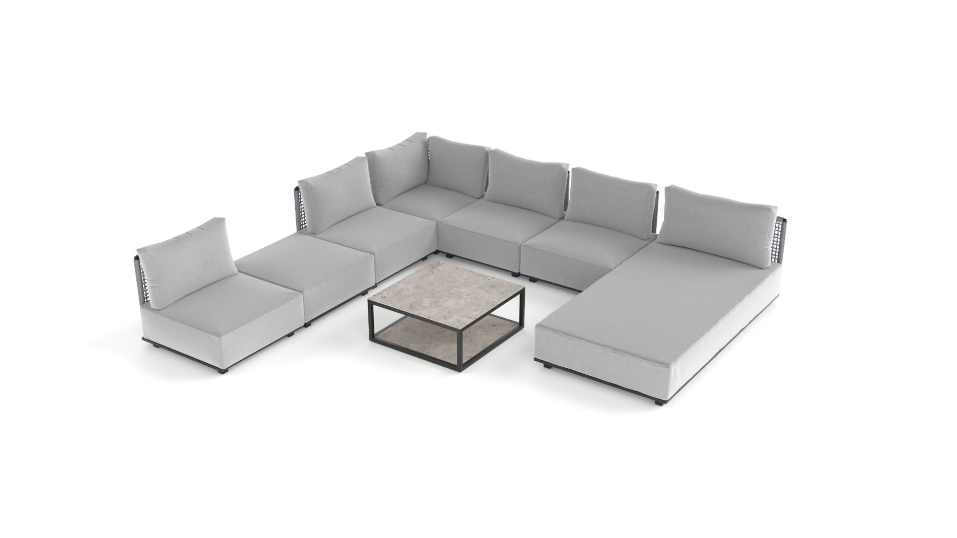 MISTY L Ecklounge | 8 Personen | Rope Design | Grau