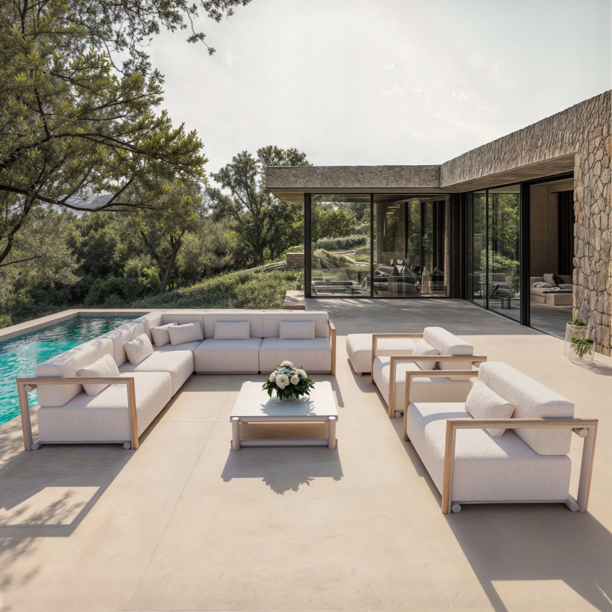Loungemöbel Set Terra XL · Alu Champagne & Teak · artelia.de
